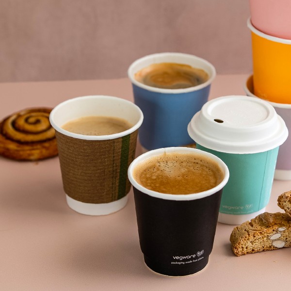 Vegware 10 oz Double Wall Brown Kraft Hot Cup 89-Series – Compostable ...