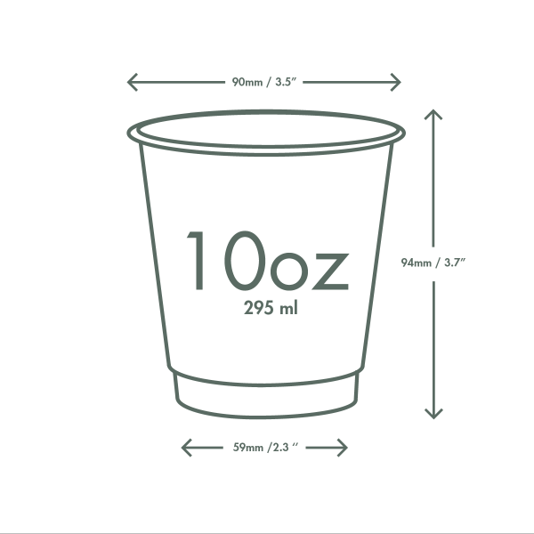 Vegware 10 oz Feel Good Double Wall Hot Cup 89-Series – Compostable ...